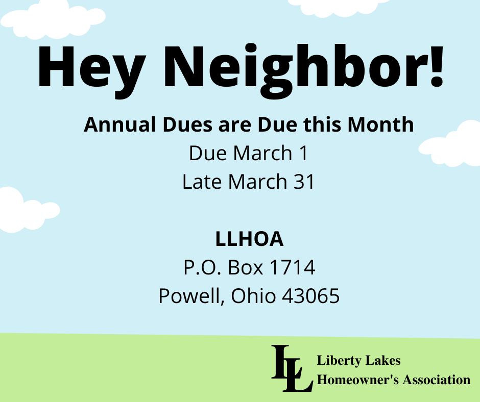 Reminder: Annual Dues due this Month – Liberty Lakes Powell